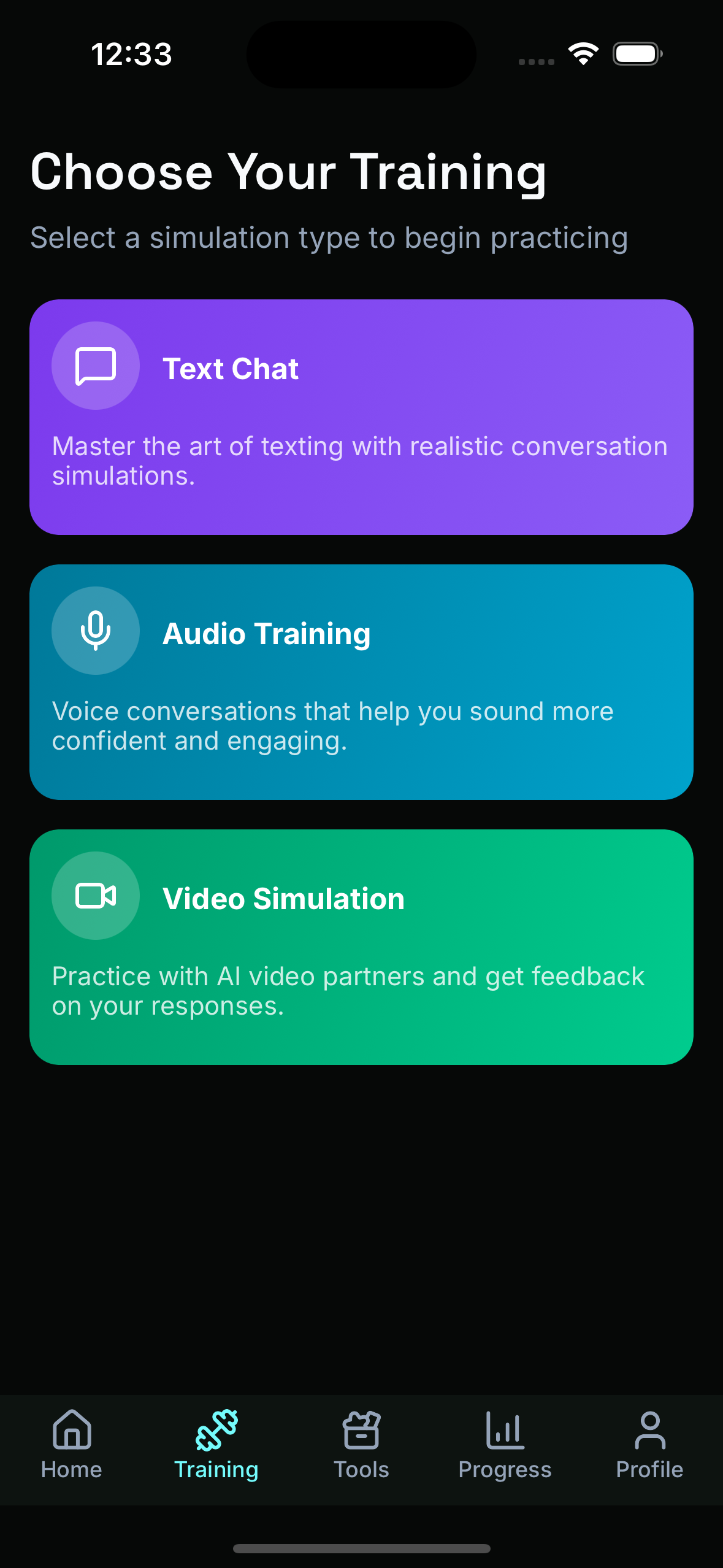Communication Training App Landing Page